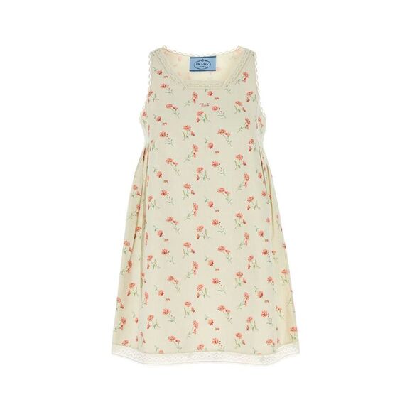 Prada | Dresses | Prada Women Printed Linen Blend Mini Dress | Poshmark